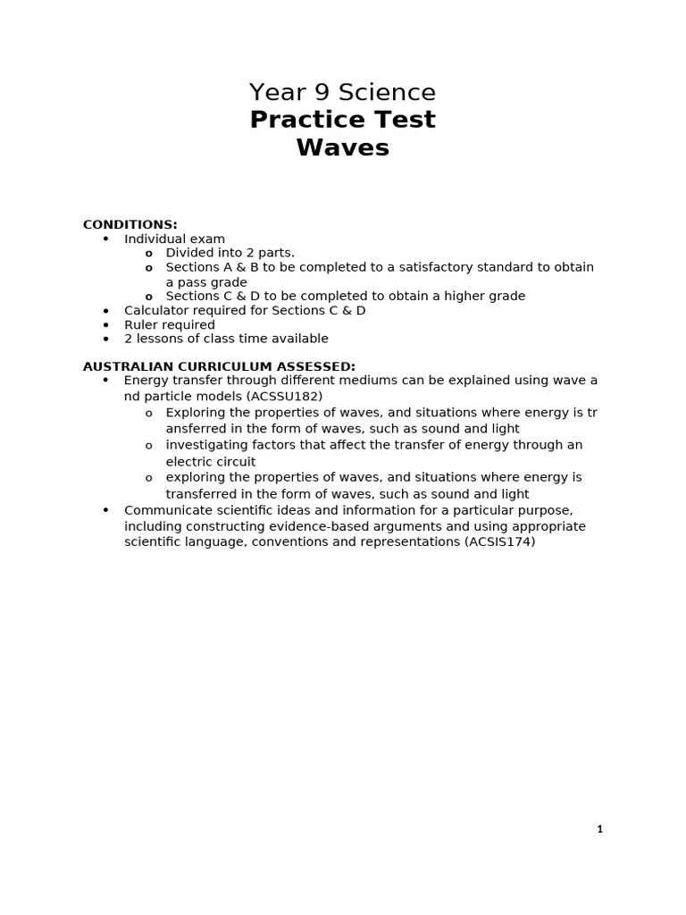 Yr 9 Science Physics Revision Exam 1 | PDF