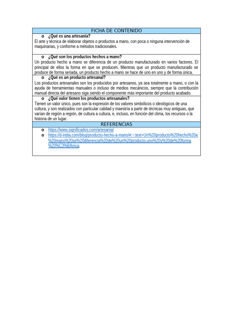 Ficha de Contenido | PDF