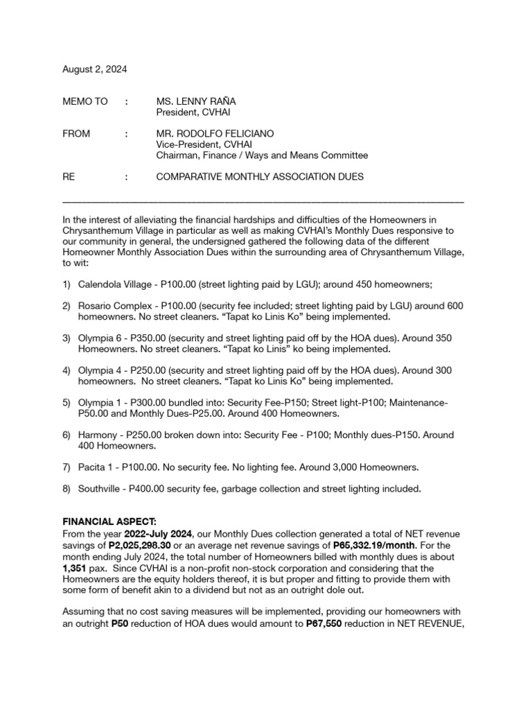 Monthly Dues Reduction Study | PDF