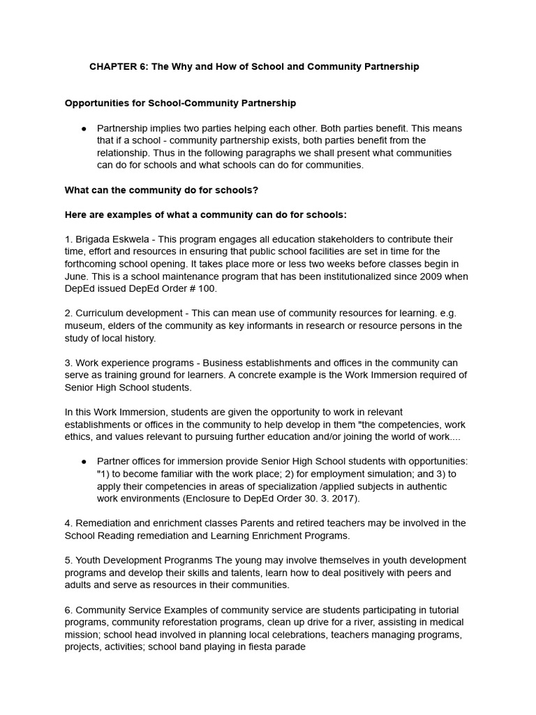 Group-6-The-Why-and-How-of-School-and-Community-Partnership | PDF