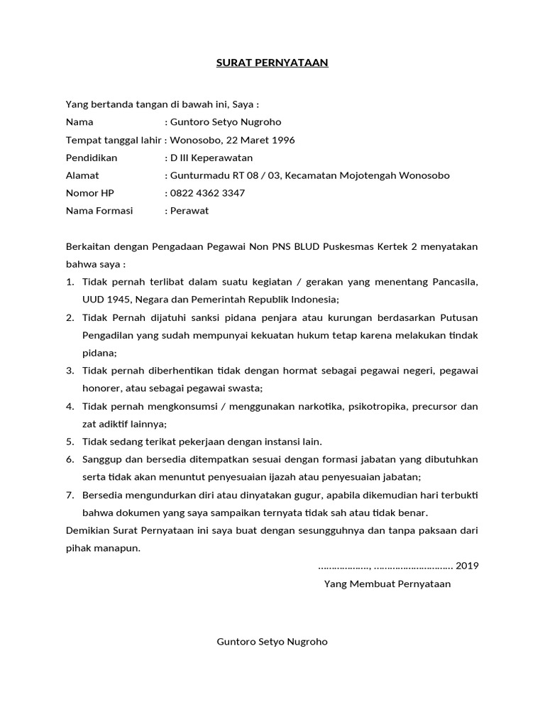 SURAT PERNYATAAN-19 Ags | PDF