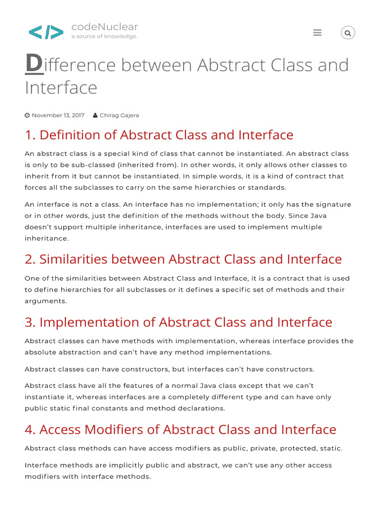 Abstract Class and Interface | PDF