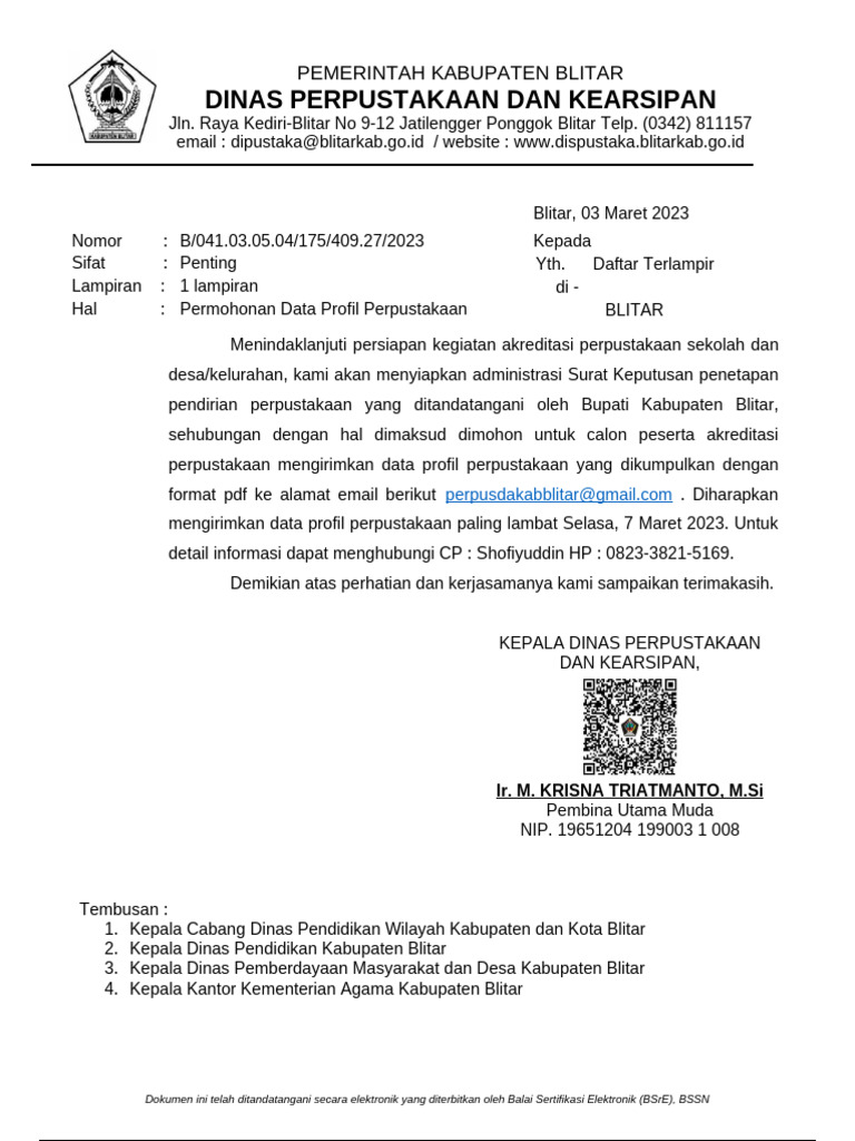 Surat Permohonan Data Profil Ok | PDF