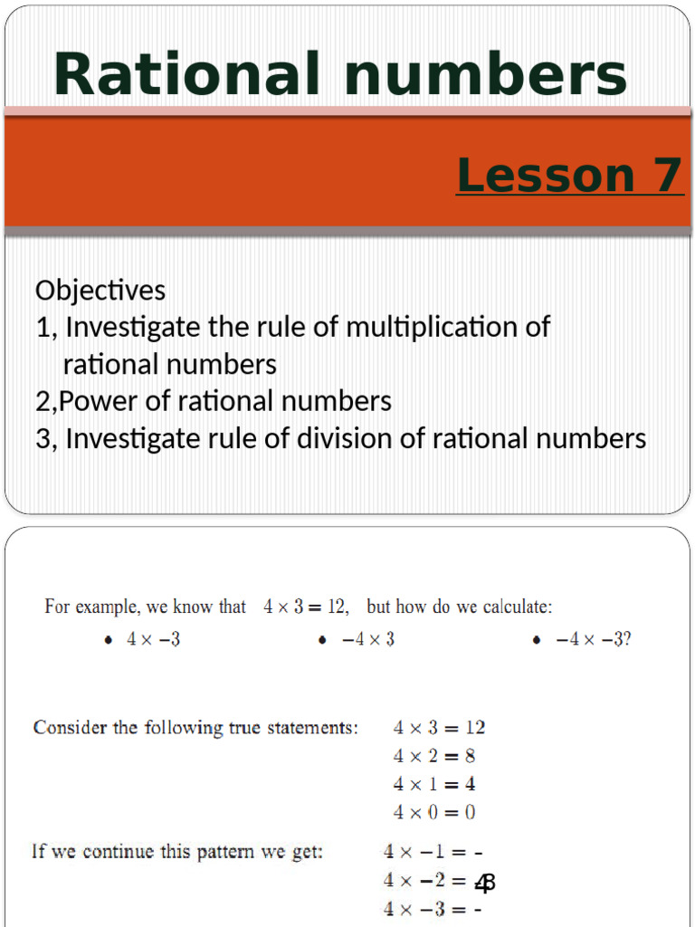 Multiplication and Division of Rational Numbers | PDF