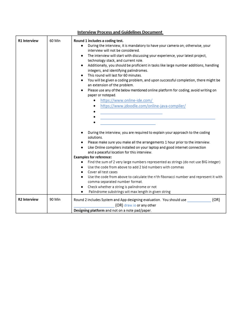 Interview Process and Guidelines Document | PDF | String (Computer ...