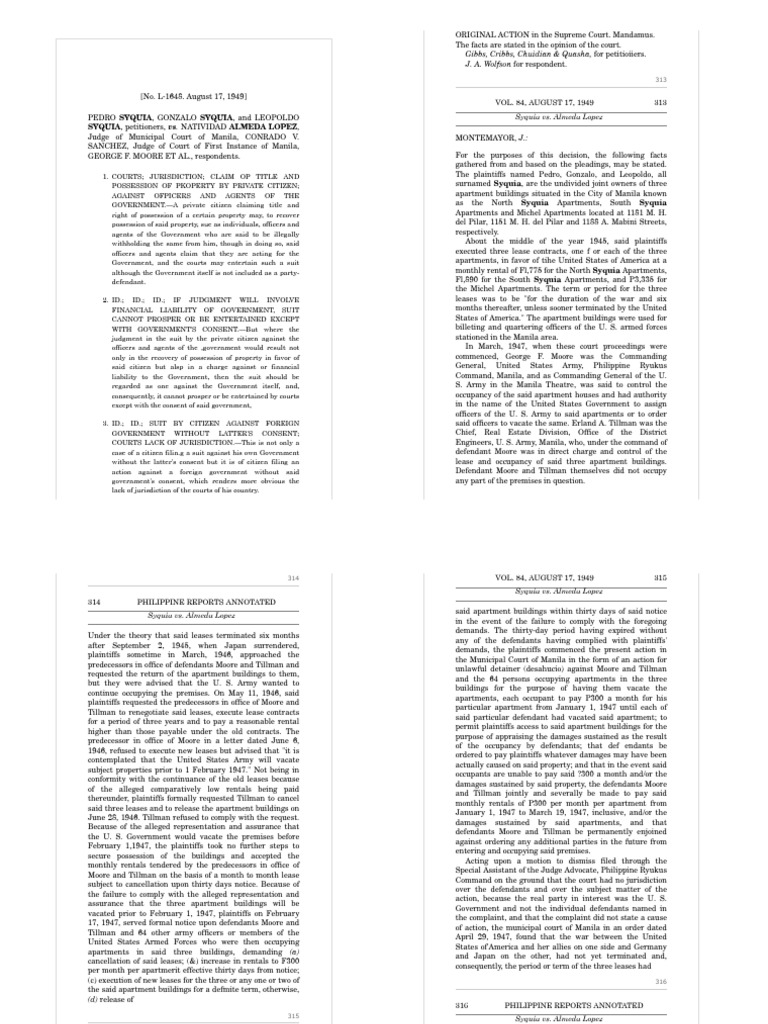 Syquia vs. Lopez | PDF