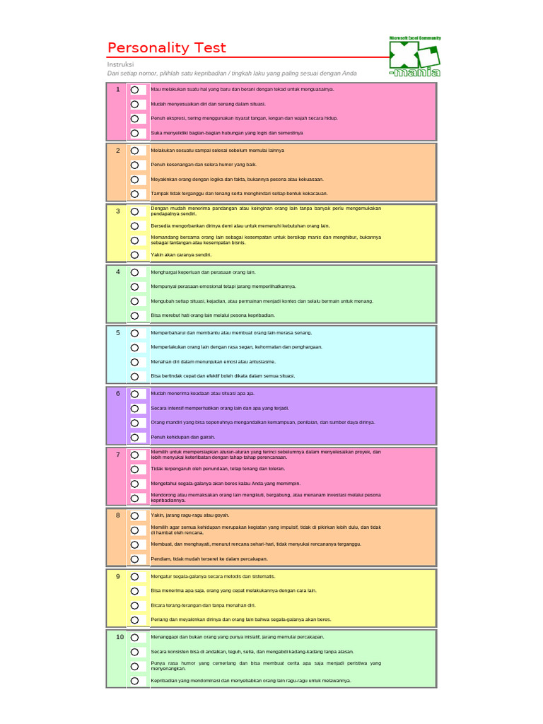Personality - Test | PDF