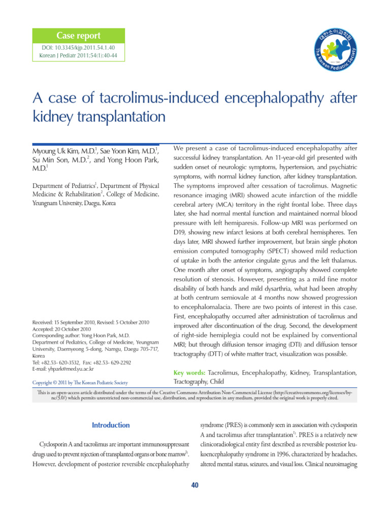 ENCEFALOPATIA POST TACRO | PDF