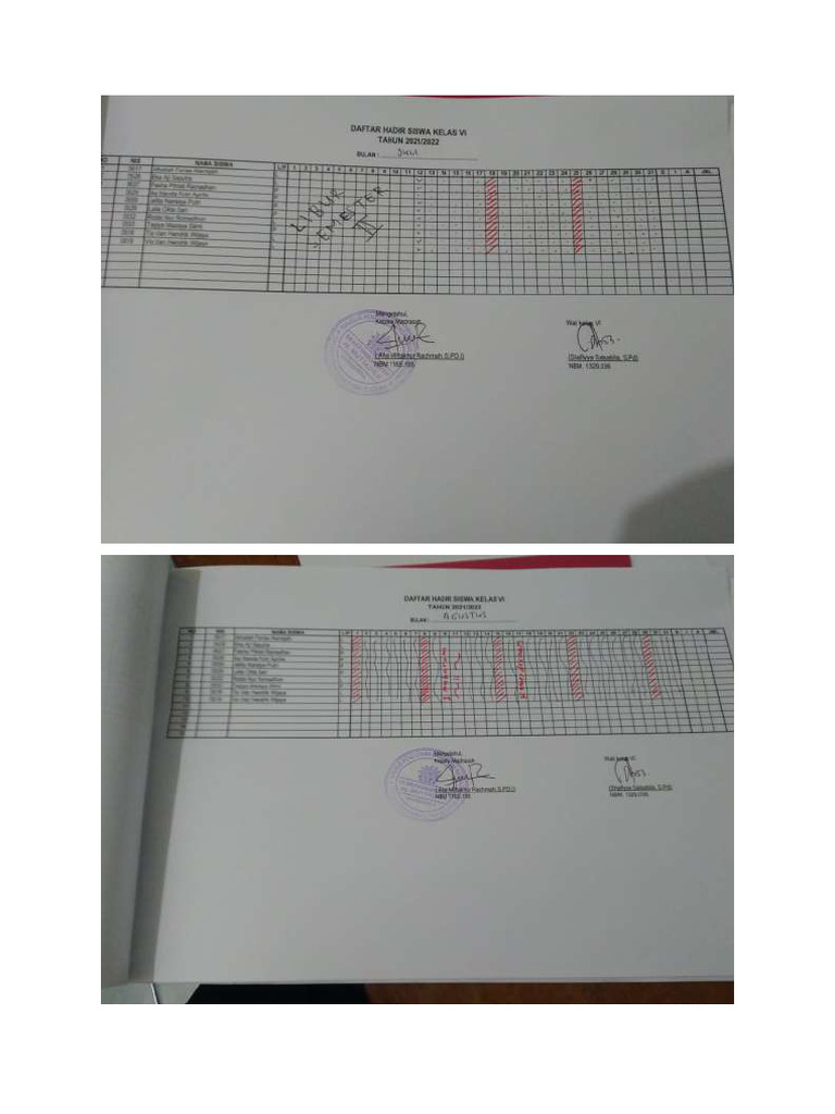 A4. 1 Absen Siswa 2021-2022 | PDF