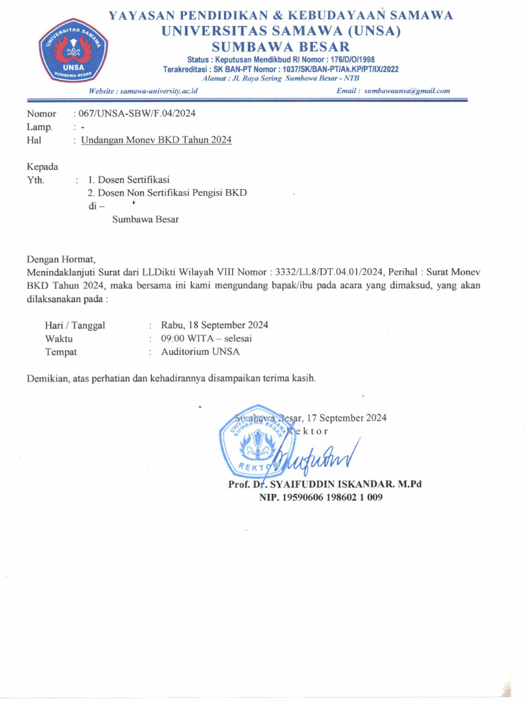 Undangan Monev BKD 2024 | PDF