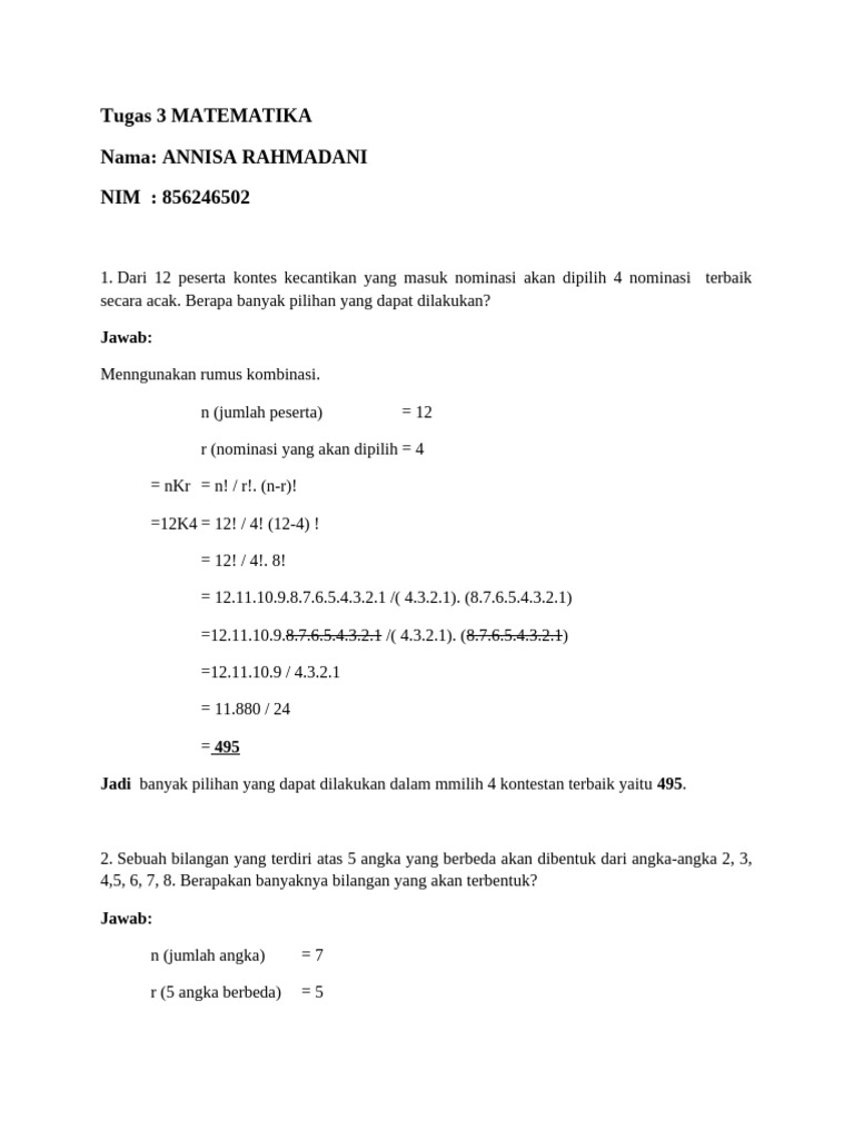 tt3 ANNISA RAHMADANI MTK | PDF