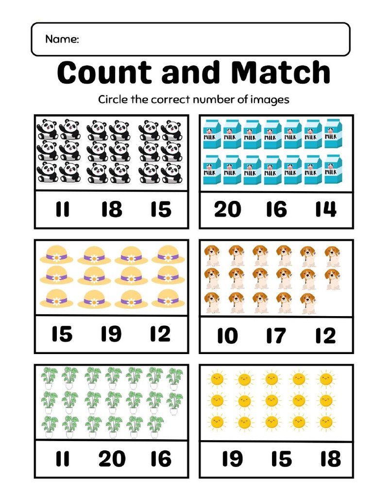 Count and match - Fill in the missing numbers 1-100 | PDF