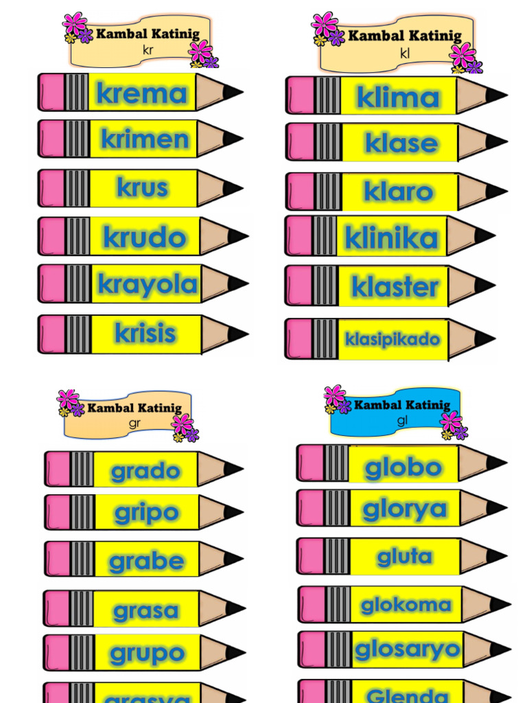 Kambal Katinig Na Mga Salita Grade 2 | PDF