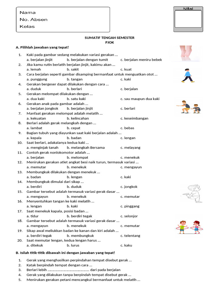Soal Pts Pjok Kelas 2 | PDF