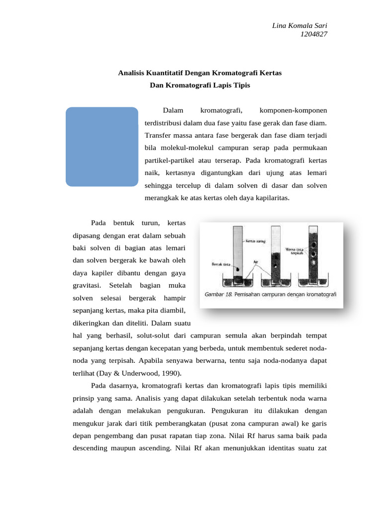 Analisis Kuantitatif Dengan Kromatografi Kertas Dan KLT | PDF