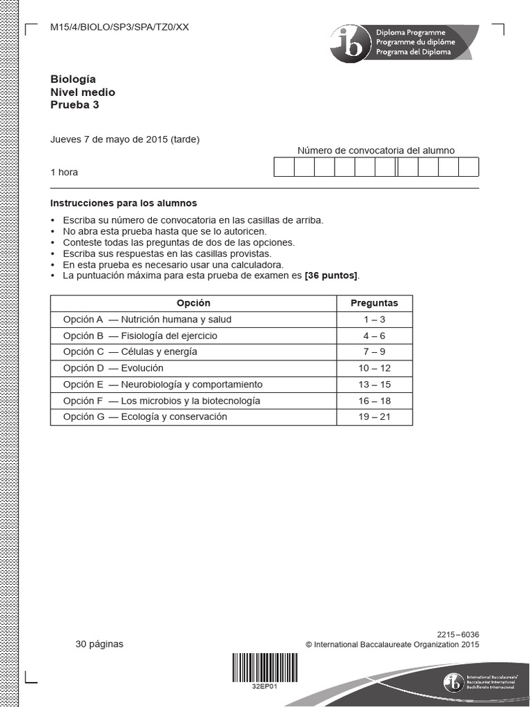 Biology Paper 3 SL Spanish | PDF