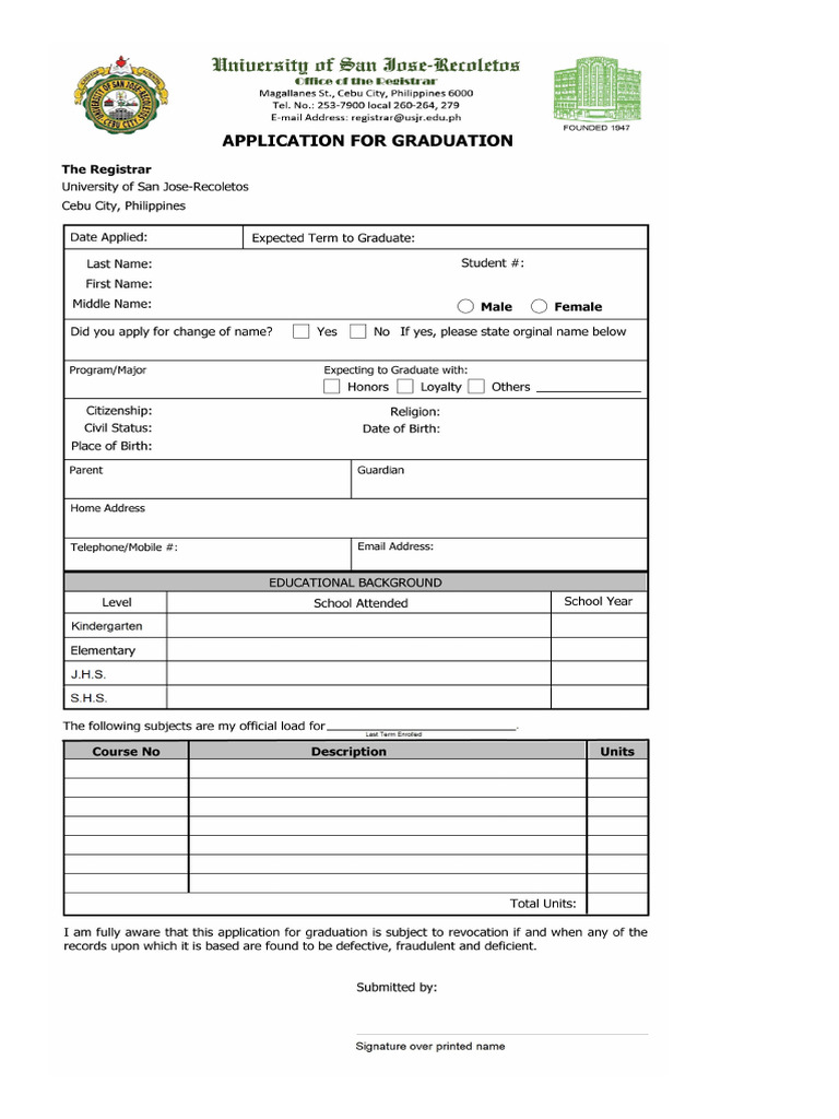 Application for Graduation V4 | PDF