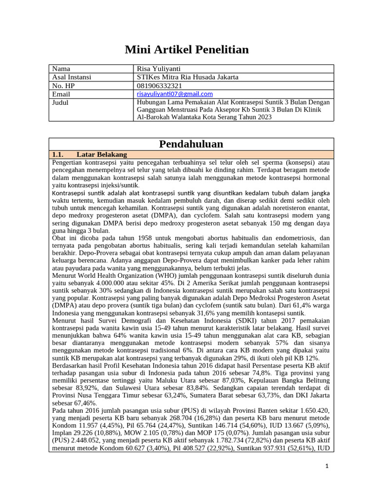 Contoh Template Mini Artikel | PDF