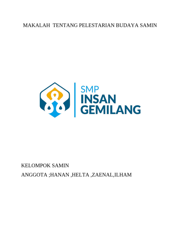 Makalah Tentang Pelestarian Budaya Samin | PDF