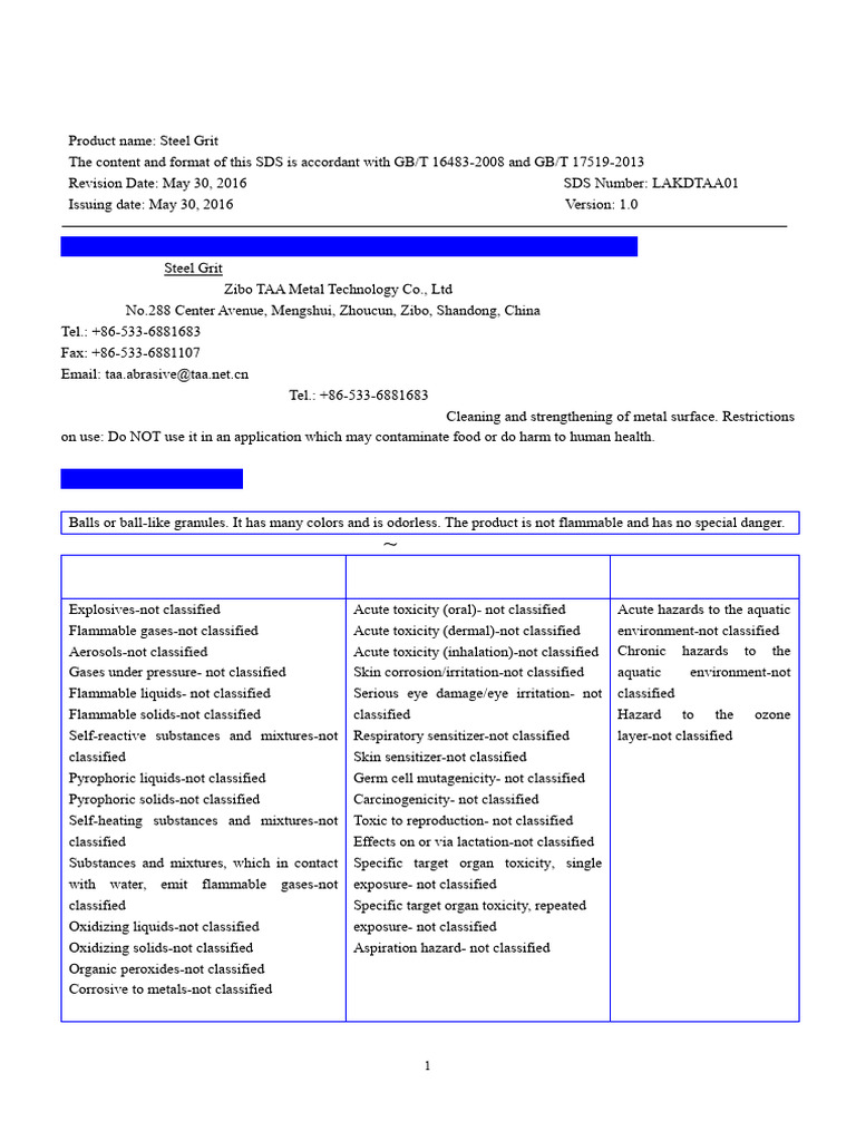 Steel Grit SDS | PDF