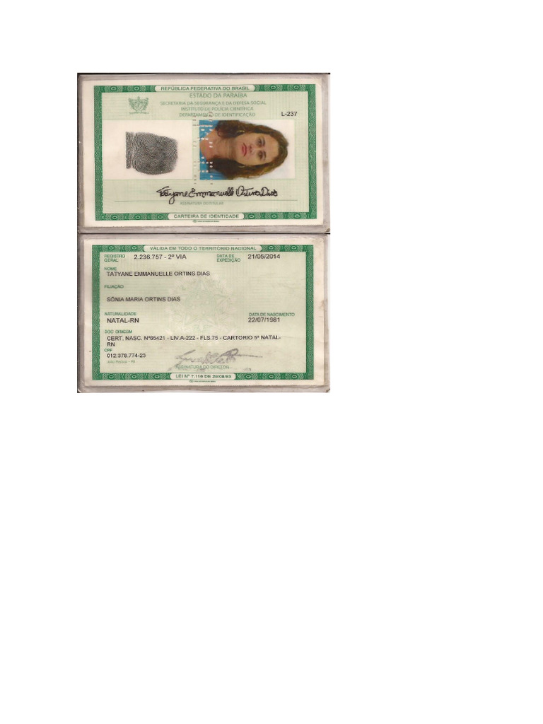 RG CPF Tatyane Emmnuelle | PDF