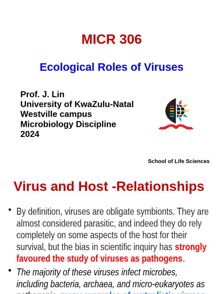 MICR 306 Ecological Roles of Viruses 2024 | PDF