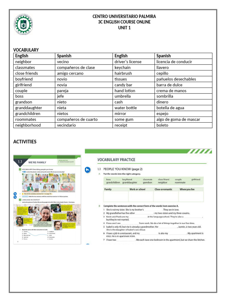 3B English Online Ev2-U1 11-09-2024 | PDF