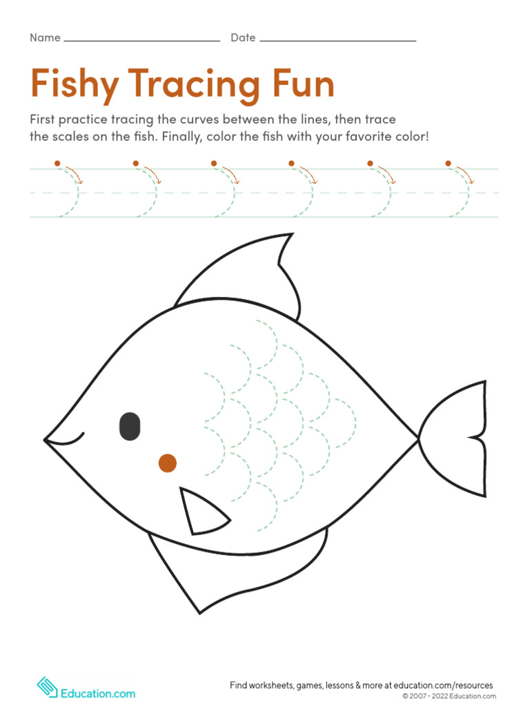 Prewriting Fish Semicircles Prek | PDF