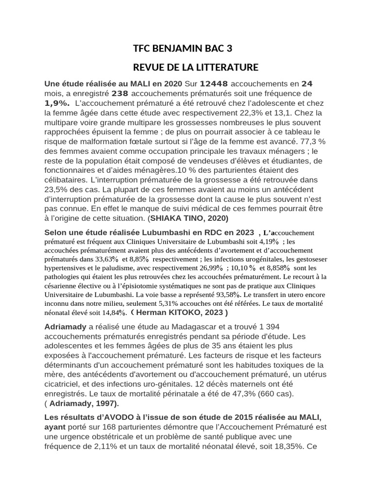 MEMOIRE BENJAMIN BAC 3.docx INTRODUCTION | PDF