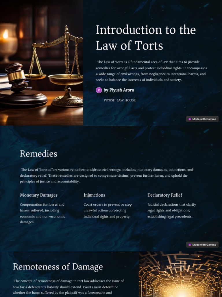 Introduction To The Law of Torts | PDF