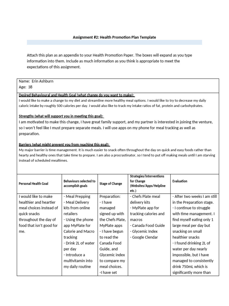 Health Promotion Chart | PDF