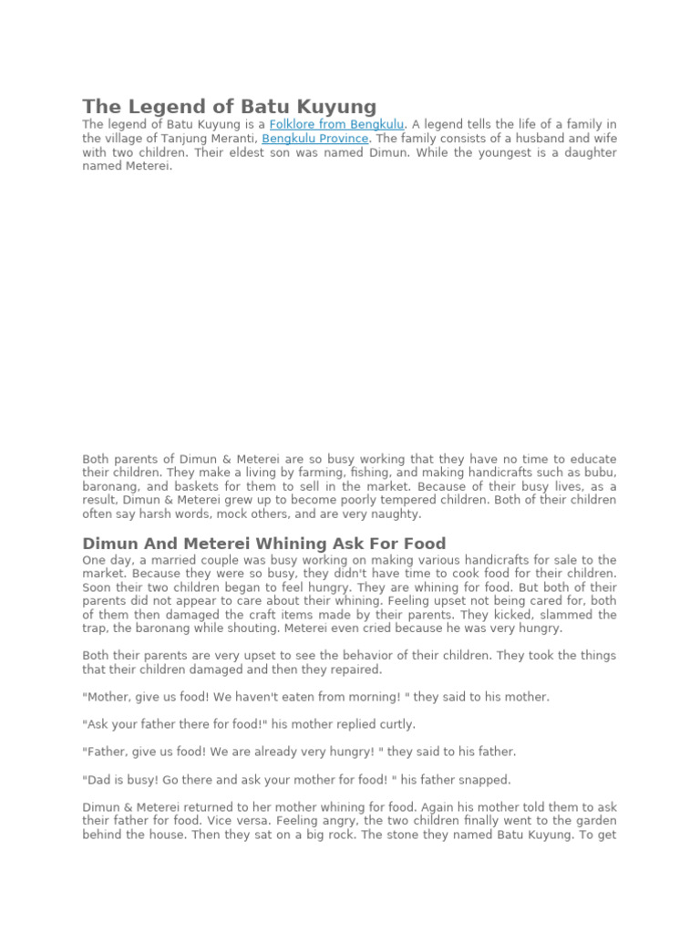 The Legend of Batu Kuyung | PDF