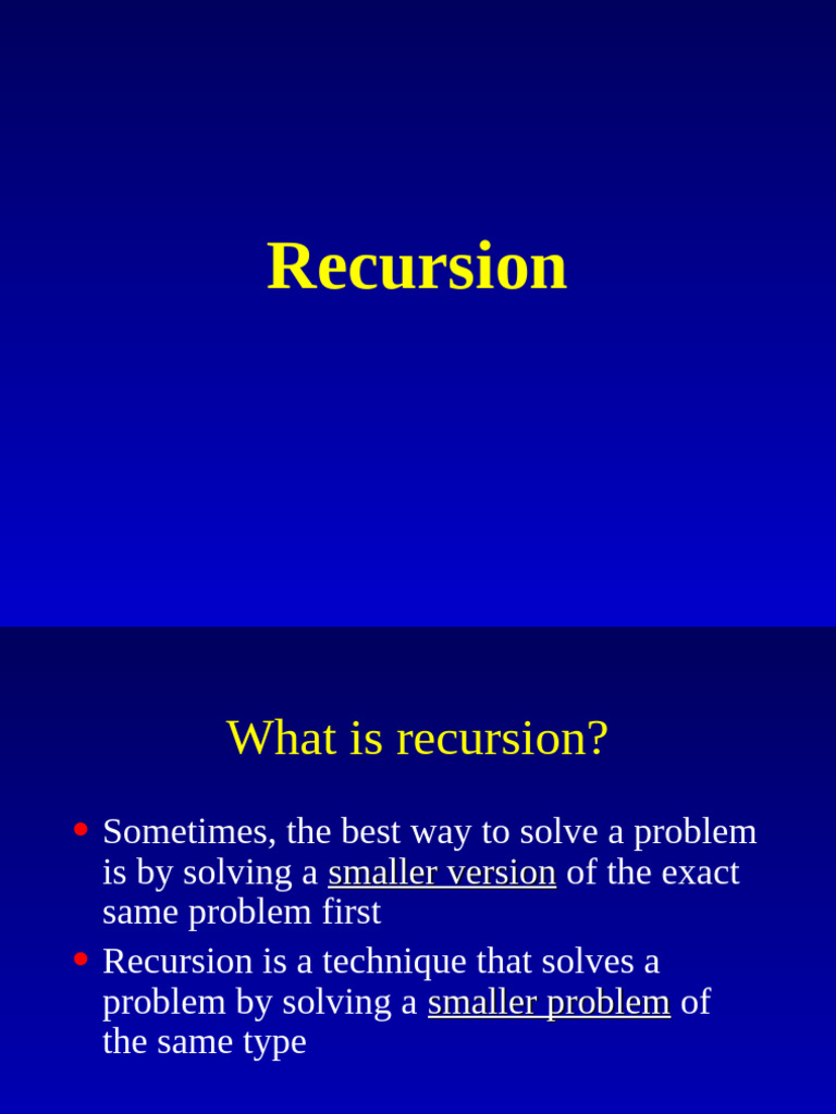 Unit 1 Lecture 5 Recursion Pdf Recursion Science And Mathematics