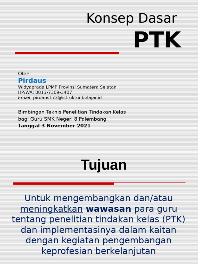 Konsep Dasar PTK - Pirdaus | PDF