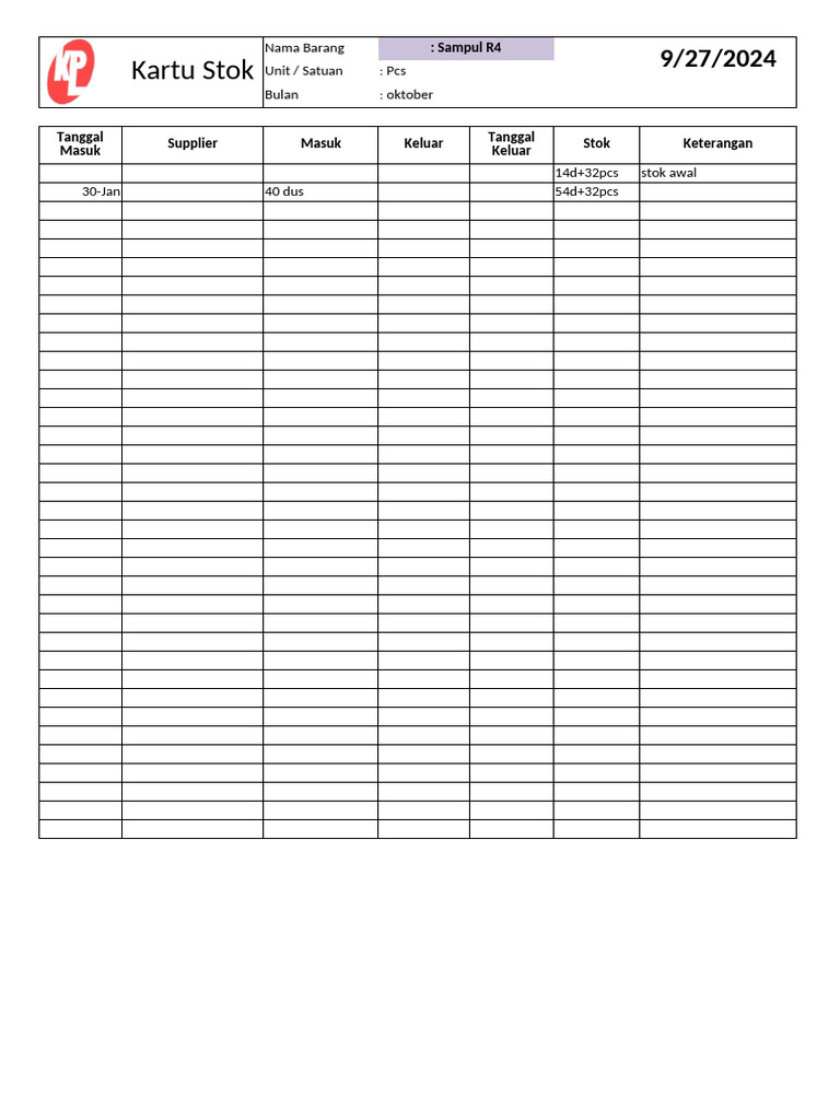 Re Stok KPL 2022 | PDF