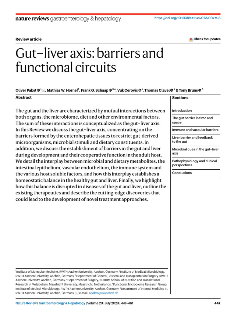 Gut-Liver Axis: Barriers and Functional Circuits: Gastroenterology ...