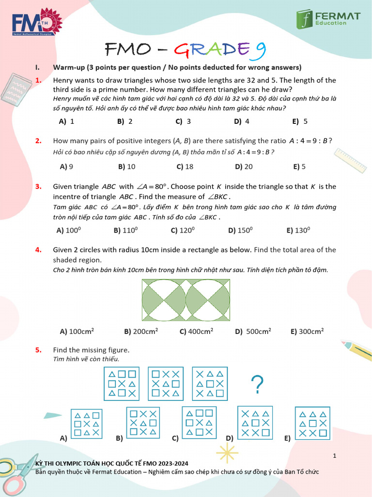 FMO Grade 9 (SN) | PDF | Elementary Mathematics | Elementary Geometry
