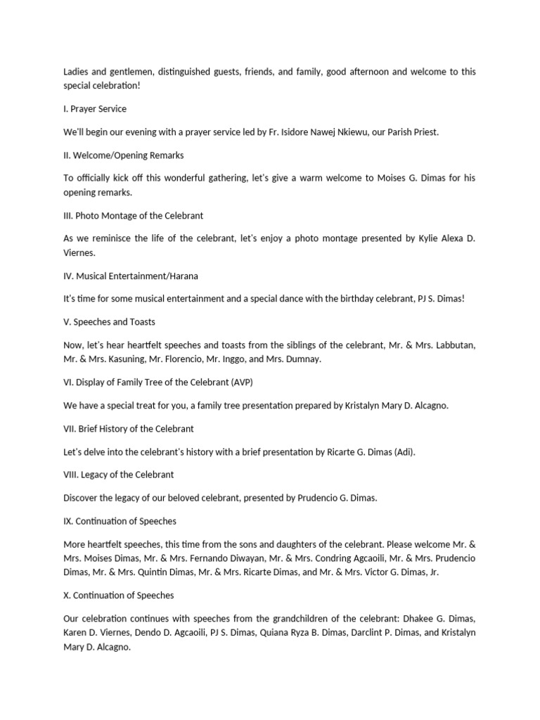 Emcee - Script | PDF