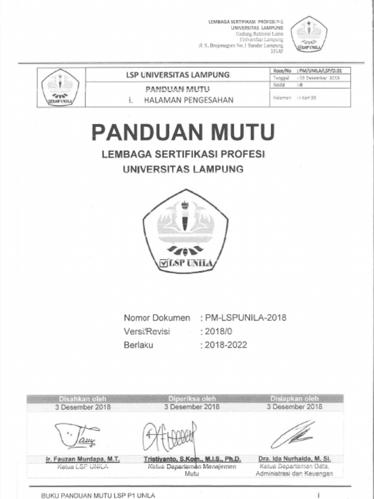 panduan mutu 2018 | PDF