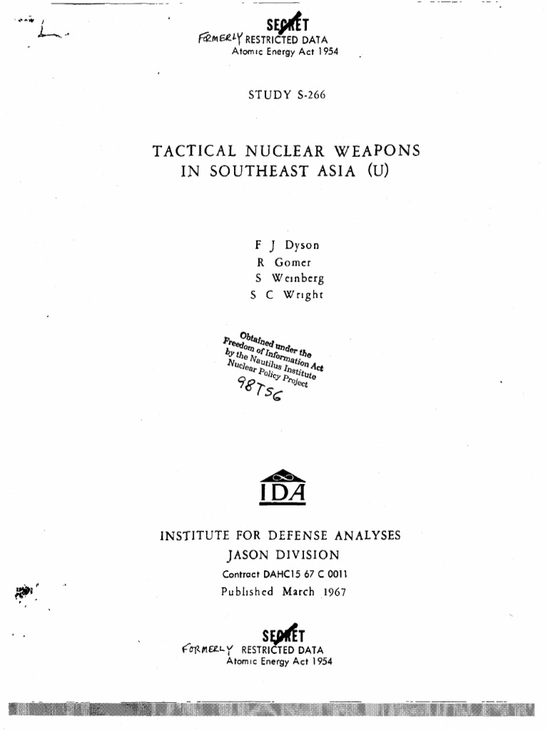 1967 JASON Tactical Nuclear Weapons in Southeast Asia | PDF | Nuclear ...