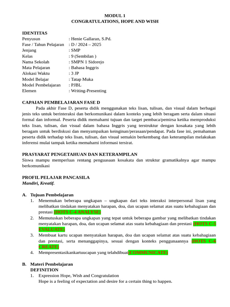 Congratulation, Hope and Wish | PDF