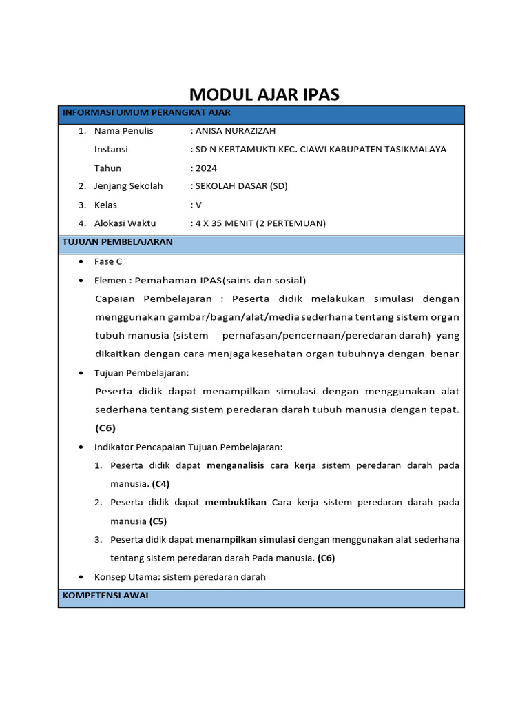 Modul Ajar Pse - Anisa Nurazizah | PDF