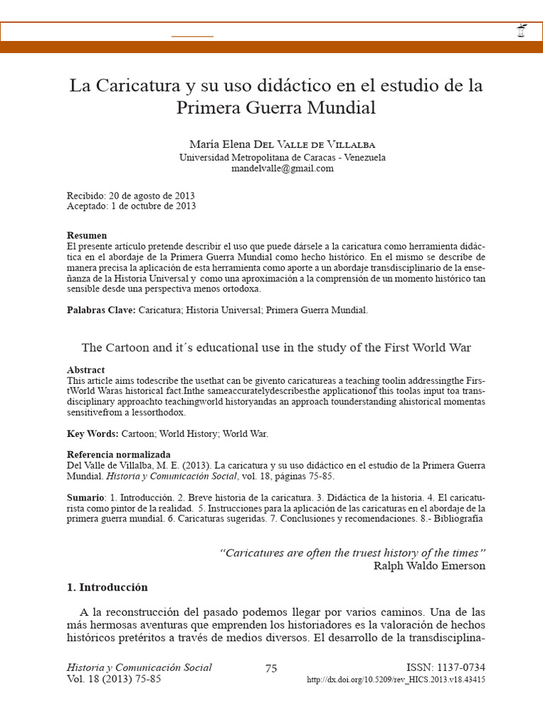 La Caricatura y Su Uso Didáctico en El Estudio de La IGM | PDF