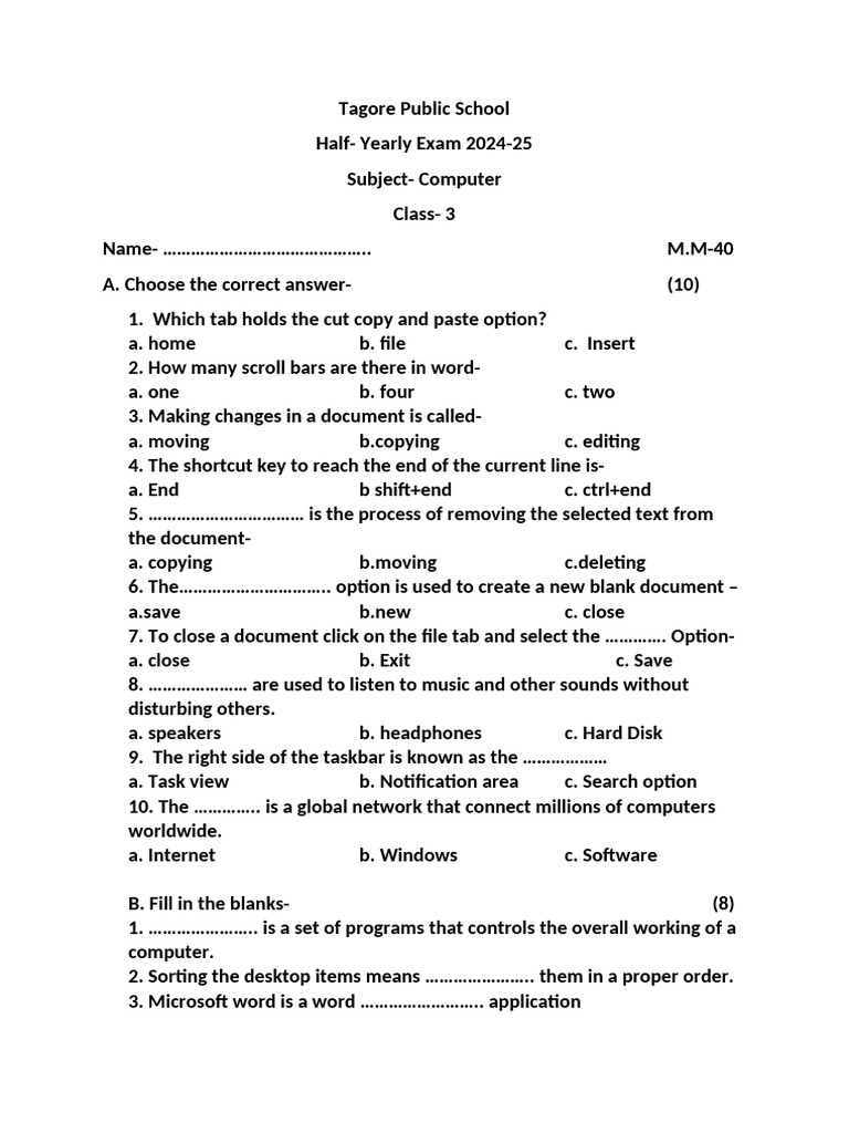 class 3 computer | PDF
