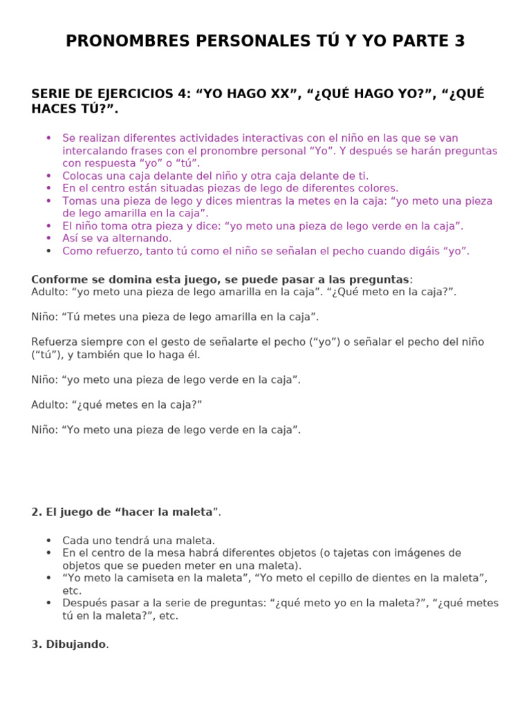Pronombres Personales Tú y Yo Parte 3 | PDF