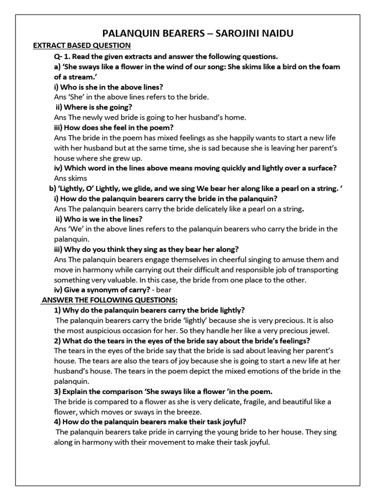 G8 Palanquin Bearers Notes | PDF