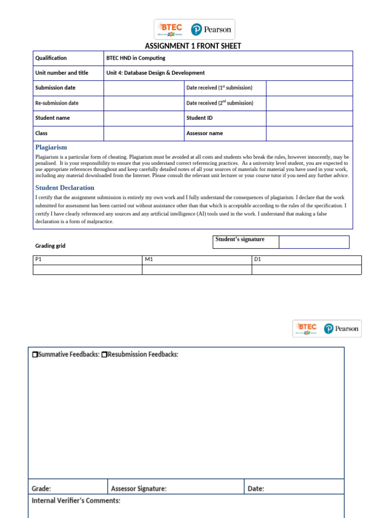 Unit 04_ Assignment 1 frontsheet | PDF