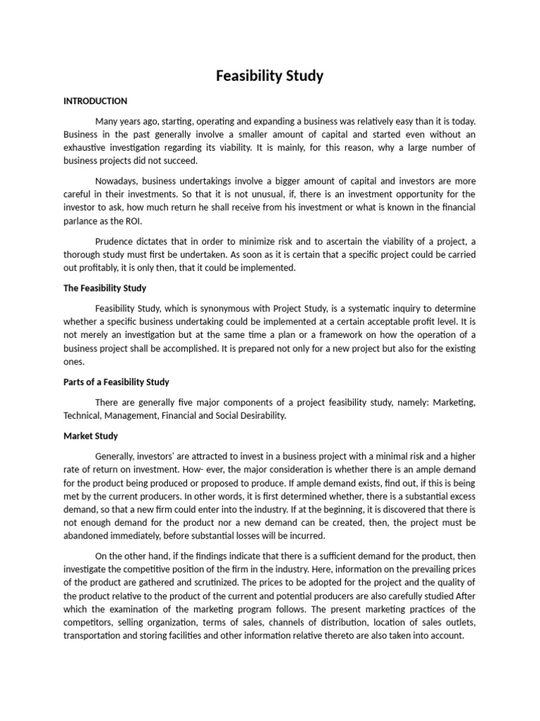 Feasibility Study FULL FORMAT | PDF | Expense | Income Statement