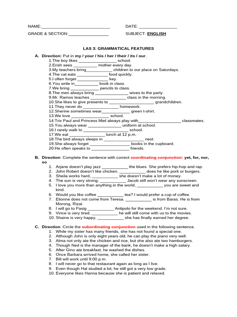 Grade 5 Las - 3 - Q1 - English | PDF