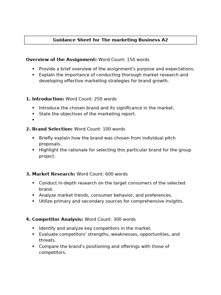 The Marketing Business A2 Guidance Sheet | PDF